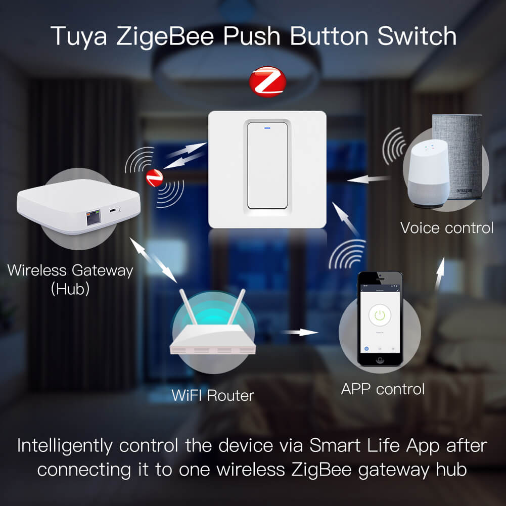 Smart ZigBee Button Switch No N Wire - Mday